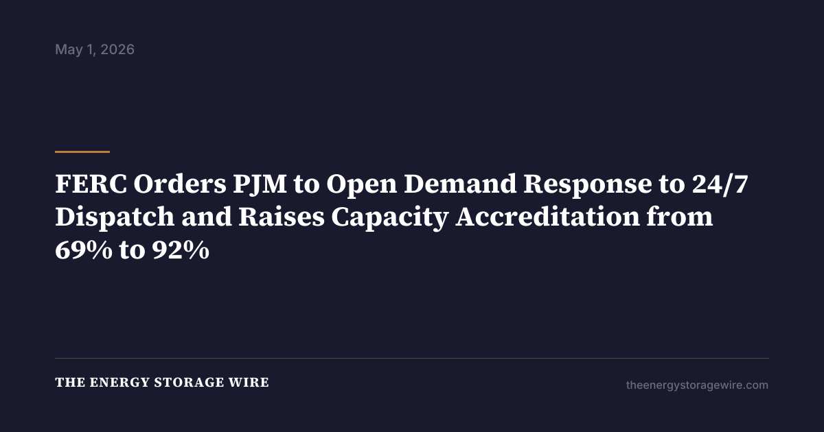 FERC Orders PJM to Open Demand Response to 24/7 Dispatch and Raises ...